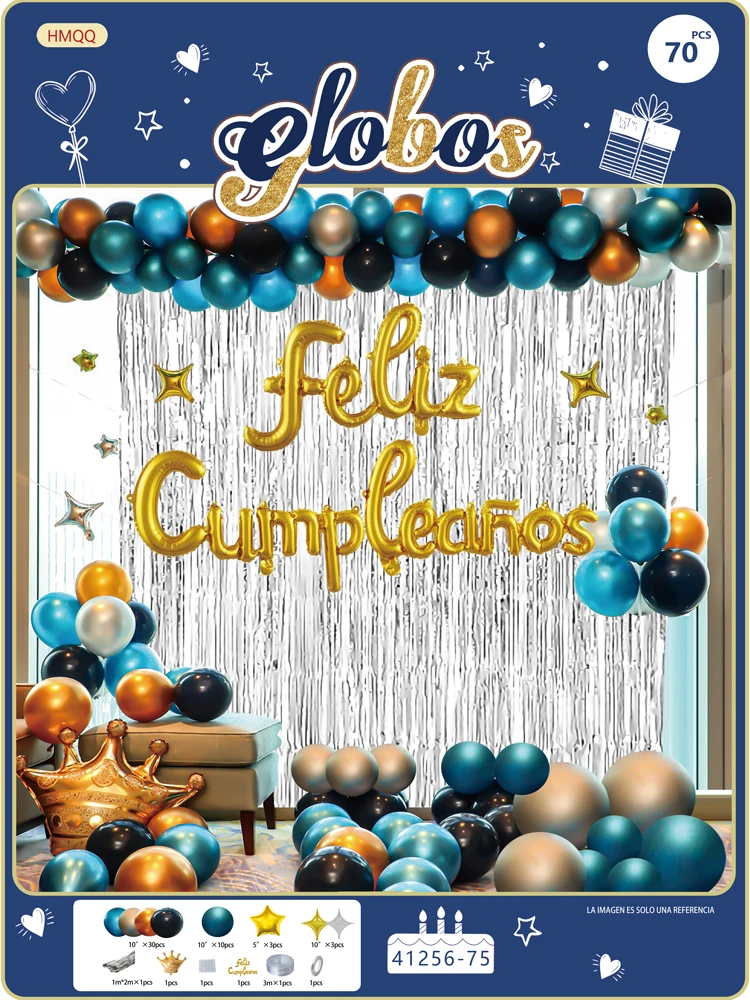 Men's Boy's Birthday Blue Balloons Arch Garlland Kit Wholesale Metallic ...