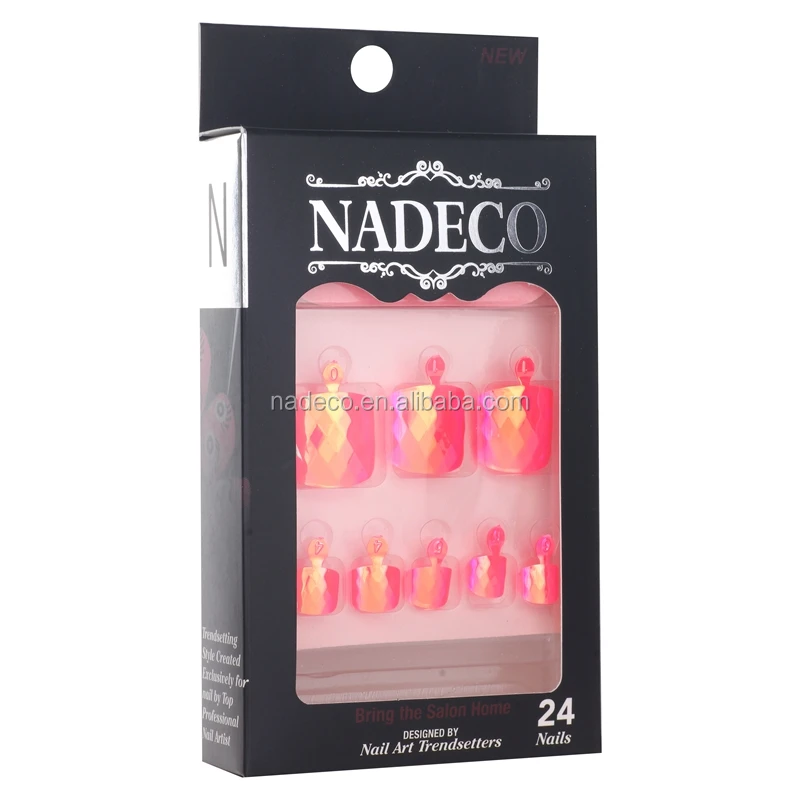 Nadeco Nails Rhombus Surface Artificial Toenails False Nail Tips Peach ...