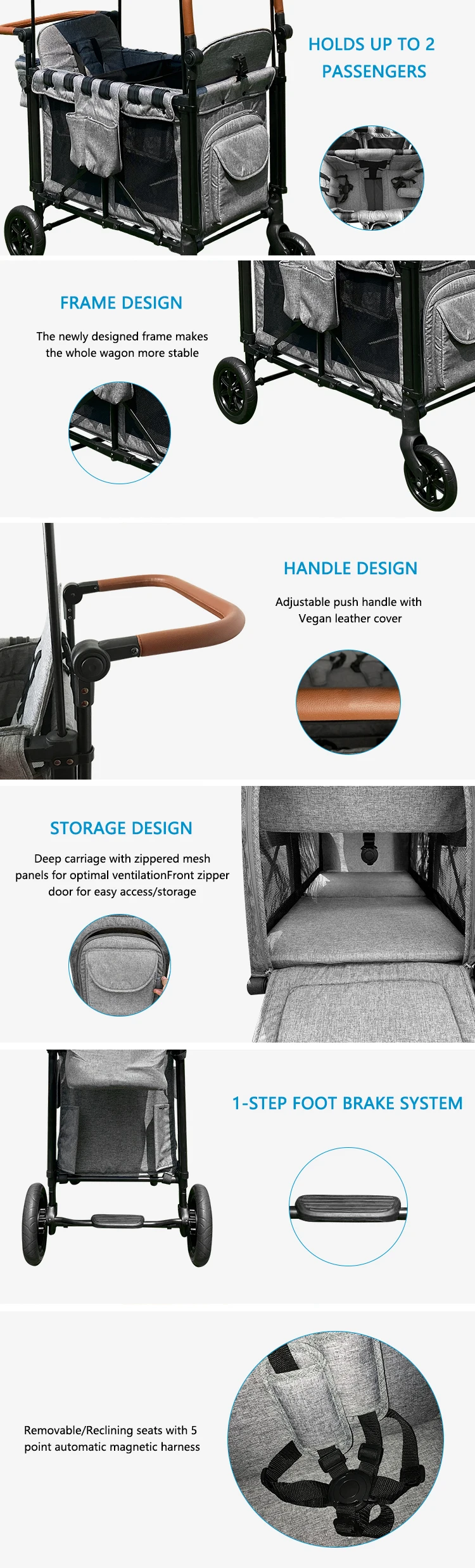 2 Seater Baby Wagon Hot Sale Outdoor Folding Trolleys Carts Portable ...