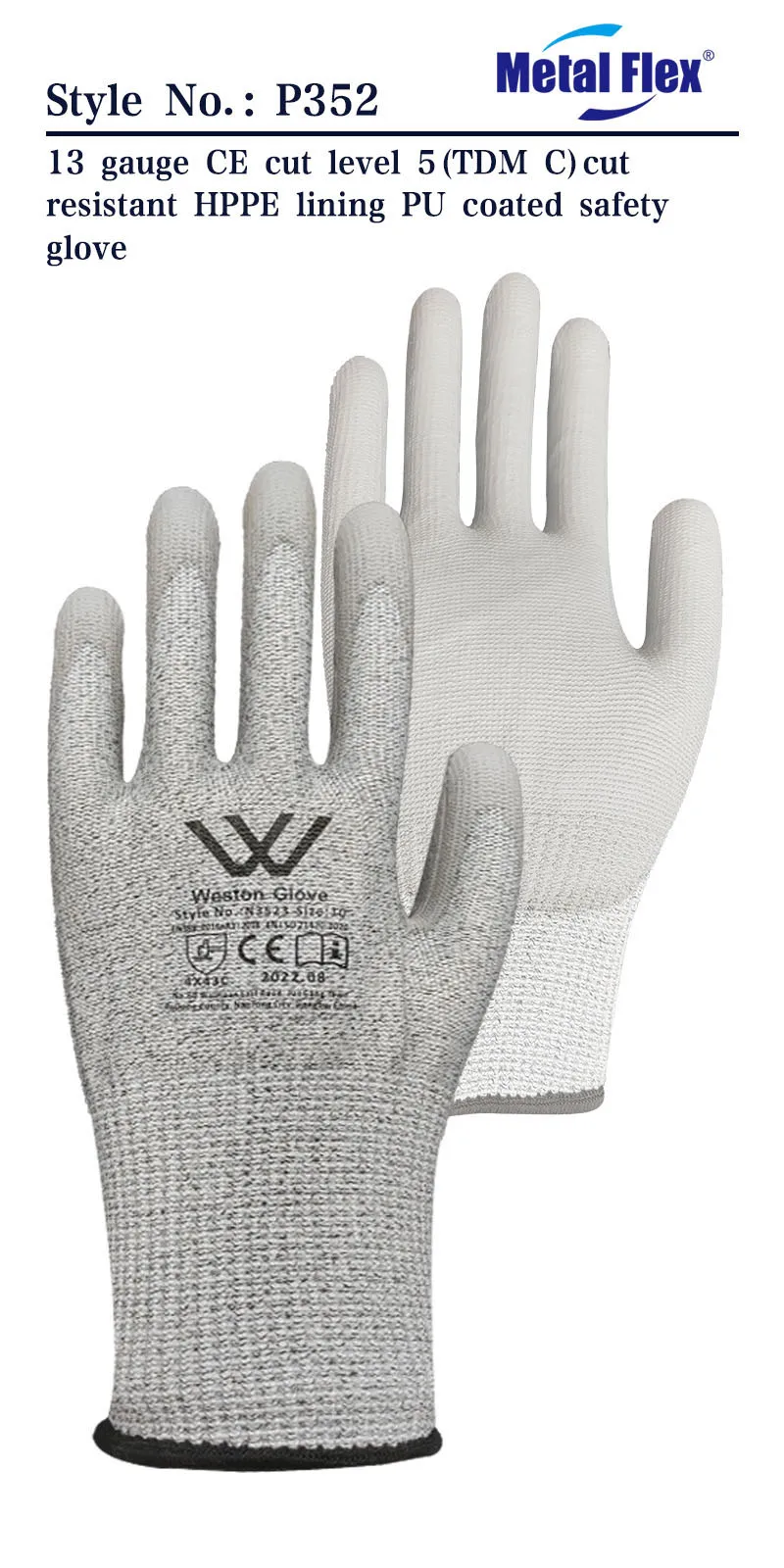 HPPE En388 Glass Gloves - Cut Resistant & Anti-impact