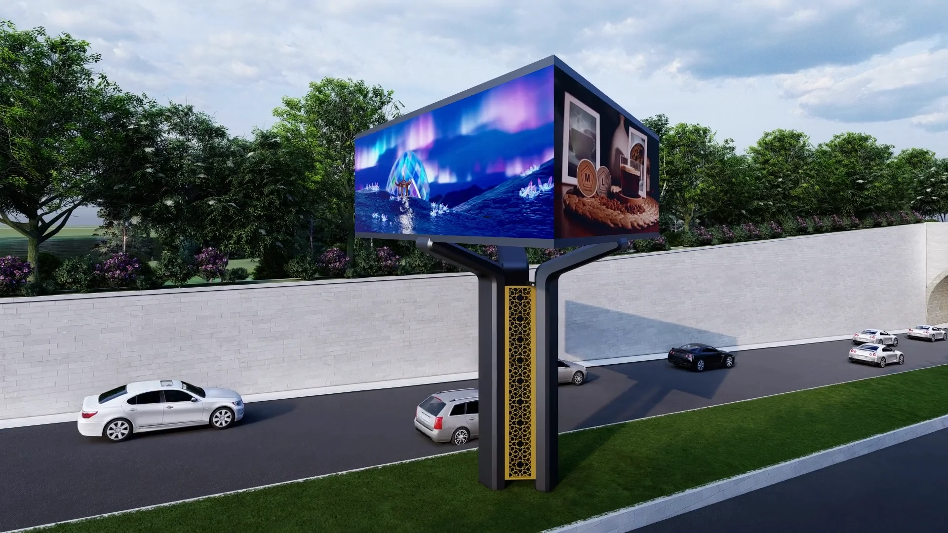 Outdoor Street Led Billboard Shopping Mall Commercial Three Sided Smd ...