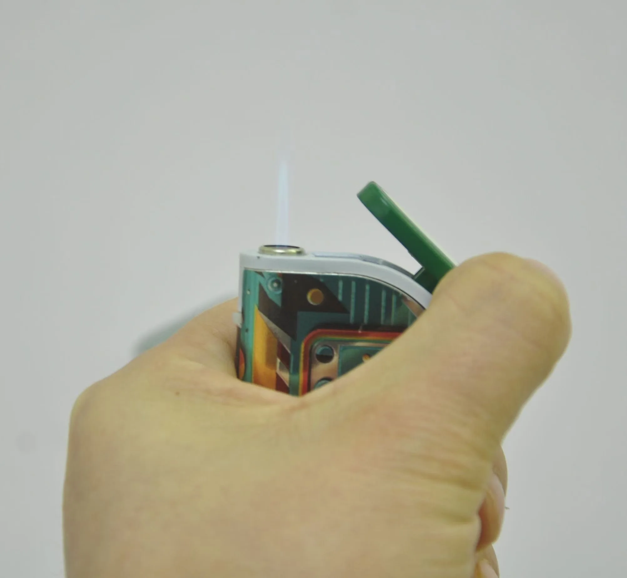 New Jet Flame Smoking Lighter With Iron Shell Name Card Turbo Flip ...