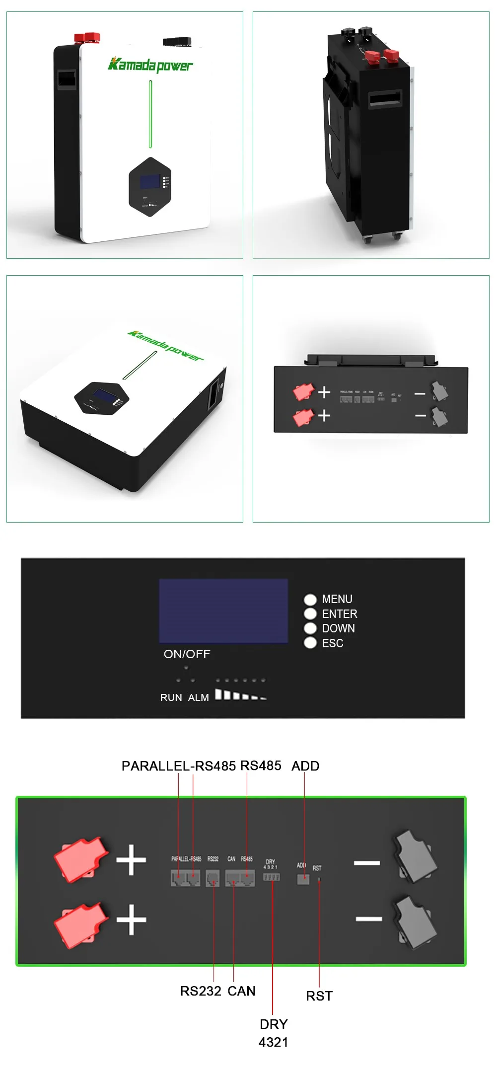 KAMADA Lifepo4 Litium Powerwall Smart 48v 100AH 200ah Lithium-ion ...