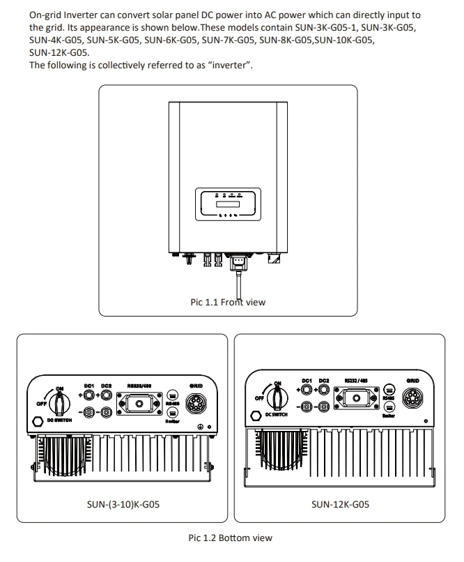 Deye on Grid Solar Inverter Single Three Phase String Inverter SUN-4/5 ...