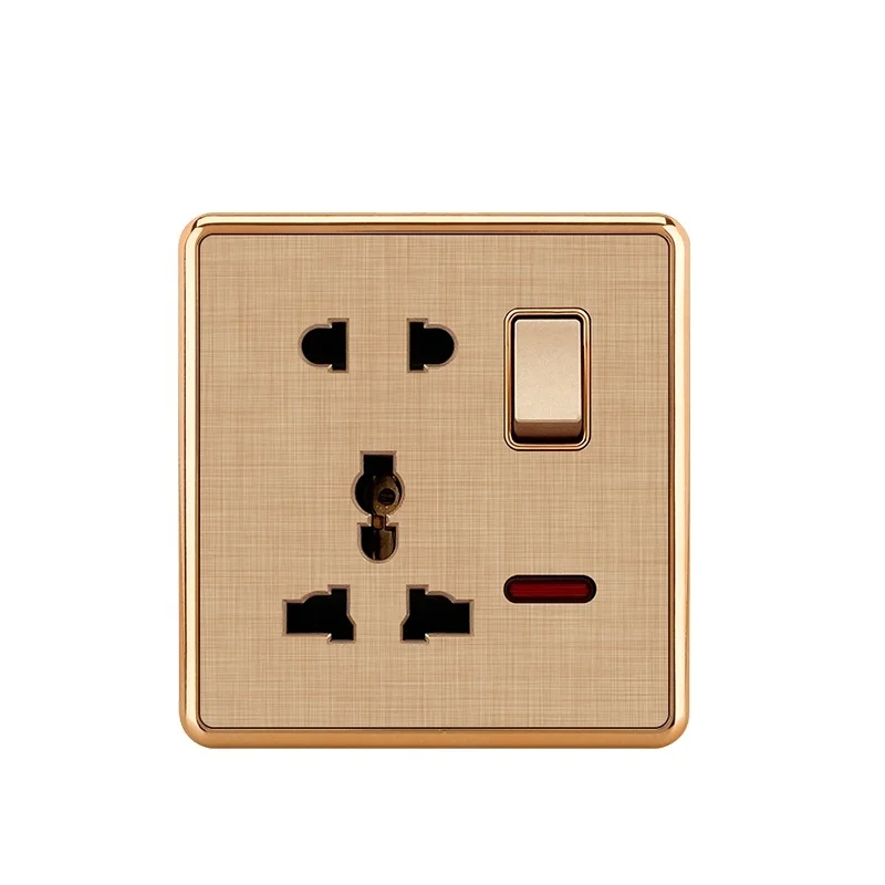 5 Pin Wall Socket Sirode T4 Series Uk Standard Modern Luxury Gold 5 Pin ...