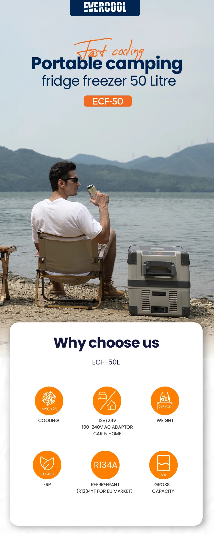 Evercool Camping Fridge Portable Refrigerator For Car 12v/24v ...