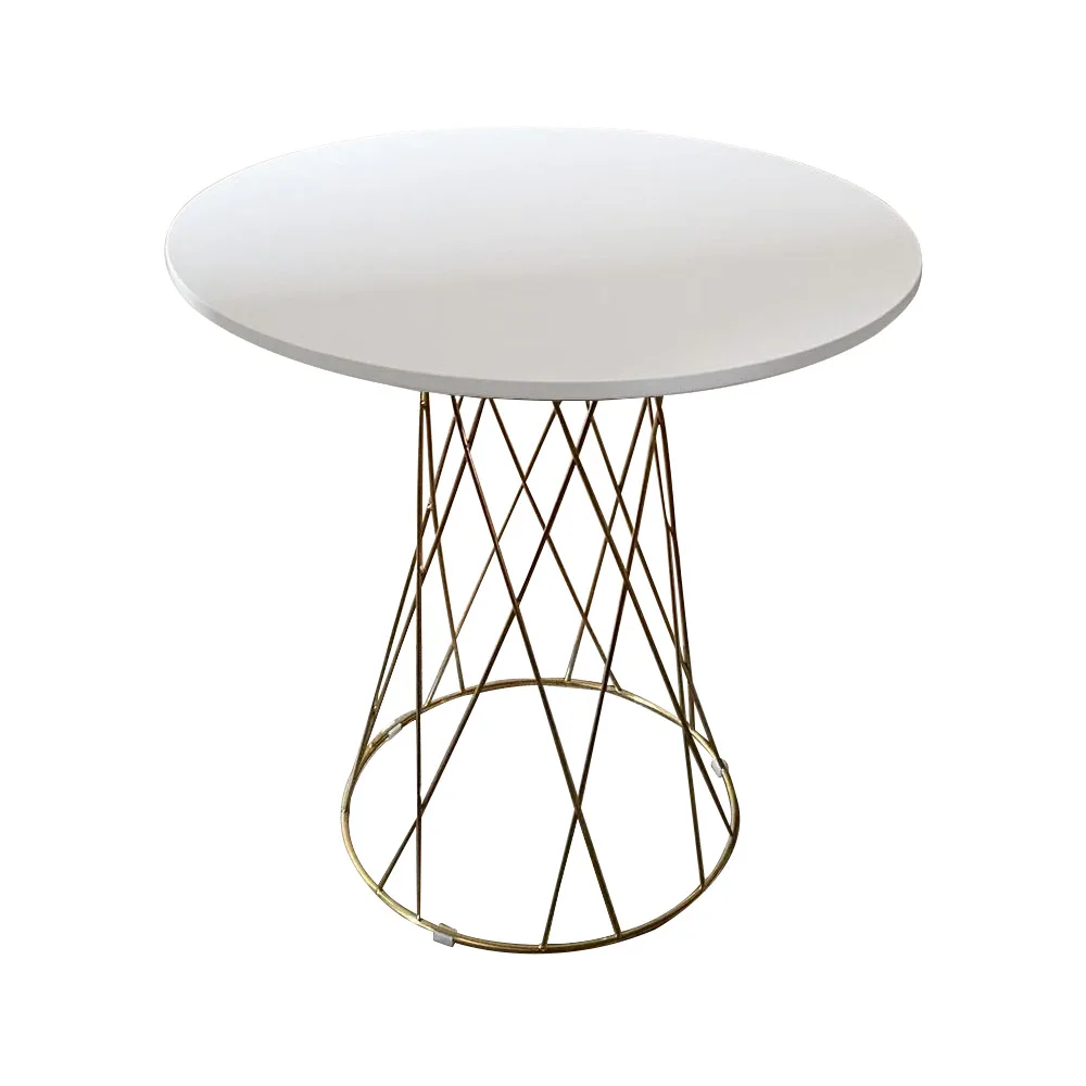 Creative Wrought Iron Frame Circular Mdf Top Leisure Tea Table Coffee ...