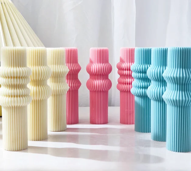 DIY Striped Pillar Aesthetic Cylindrical Tall Pillar Candle Mold ...