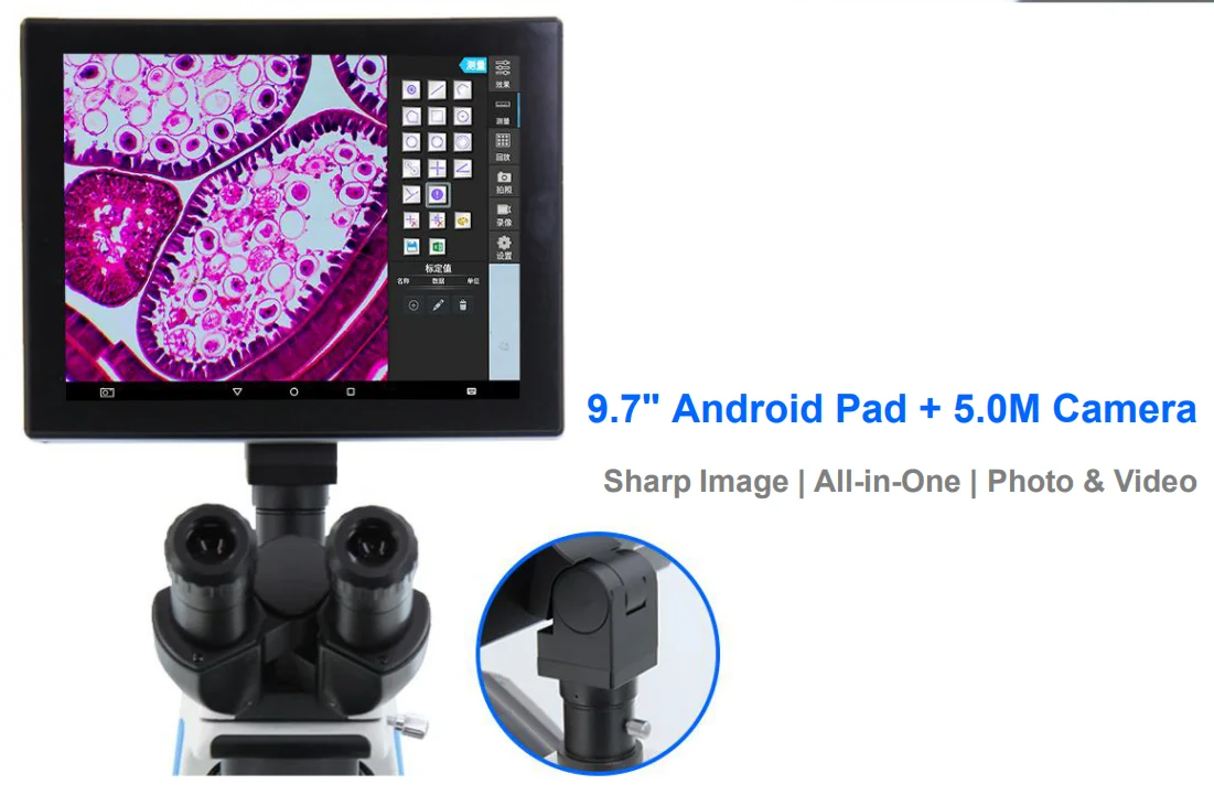 Laboratory Biological Microscope with Camera & LCD Screen