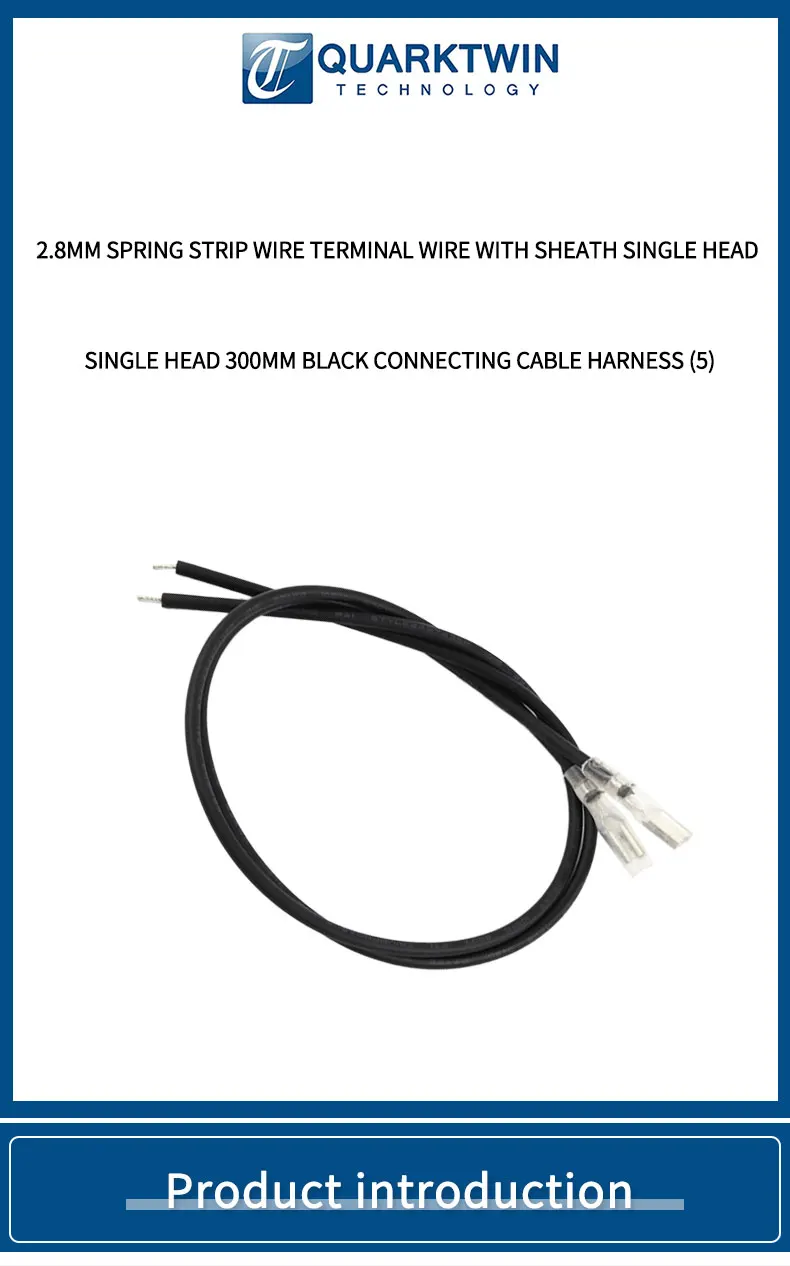 2.8mm Spring Strip Wire Terminal Wire With Sheath Single Head 300mm ...