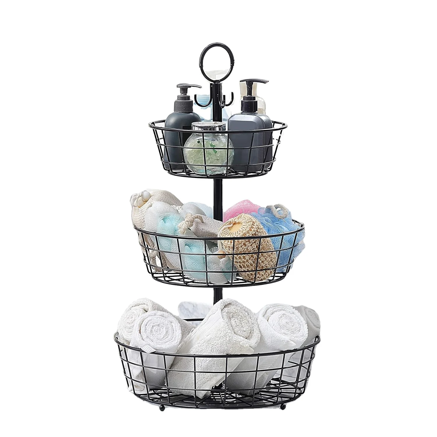 Countertop French Country 3 Tier Wire Basket Stand For Storing ...