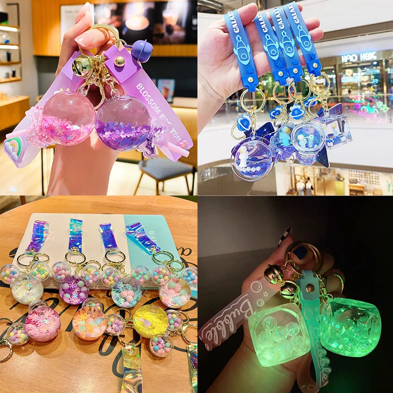 Wholesale Oil Floating Cartoon Liquid Quicksand Bottles Pearl Milk Tea ...