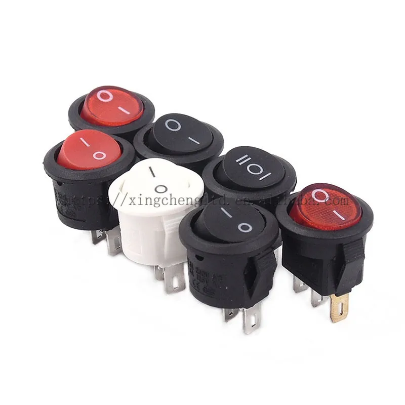 Small Round Rocker Switch Red KCD11 2 Pin 3A 250V 6A 125V AC ON-OFF