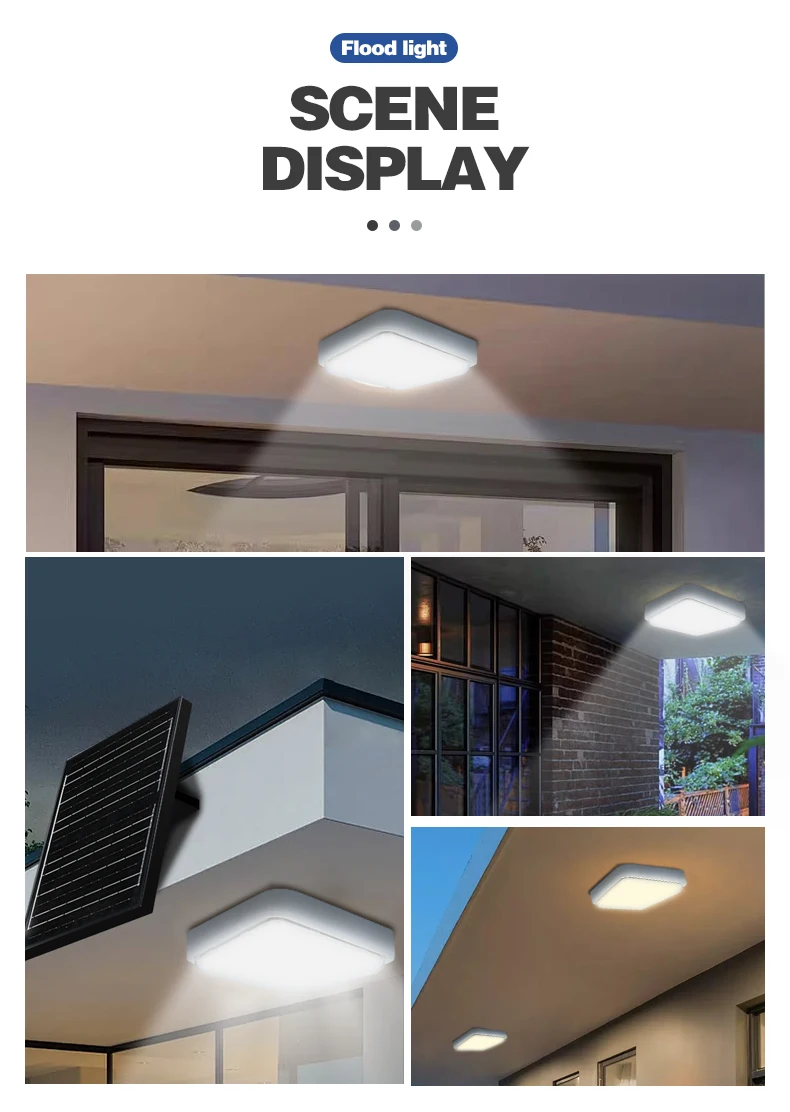 220W Solar Power Square Round Ceiling Lamp Led Waterproof Indoor ...