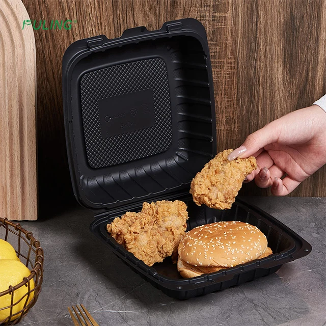 Fuling 9x9x3'' 1-compartment Mfpp Eco Plastic Mineral Clamshell Take ...