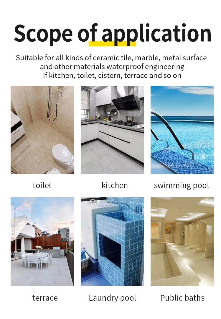 Transparent Waterproof Adhesive Tile Floor In Bathroom No Leakage ...