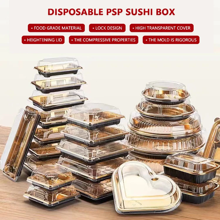 Wholesale Gold Plastic Food Container Rectangle Snack Packing Box With ...