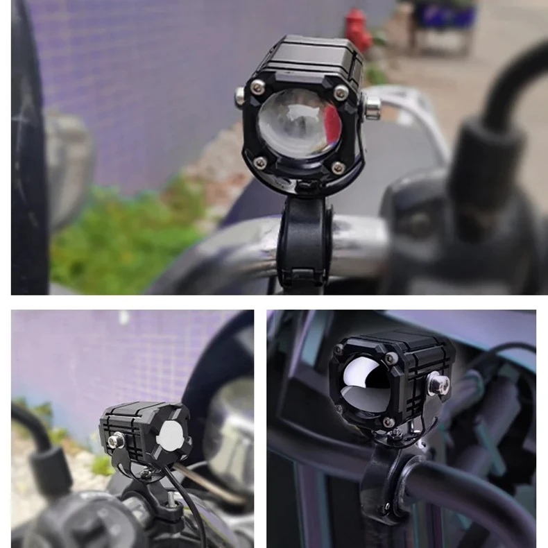 Red Angel Eye Motorcycle Spotlights Led Headlight Strobe Mini Driving ...