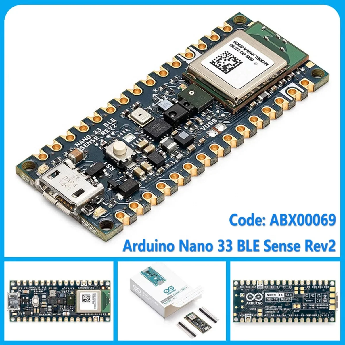 Original Abx00069 Nina-b306,Nrf52840 Arduino Nano 33 Ble Sense Rev2 Without Headers - Buy ...