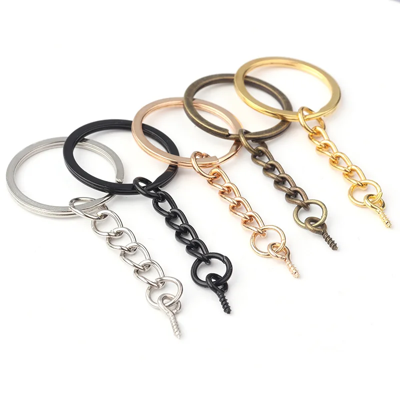 Customizable Rose Gold Metal DIY Split Key Ring with Chain