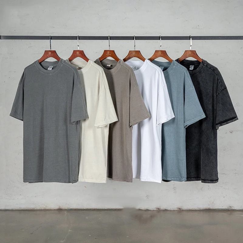 Custom Logo Tee Vintage Blank Plain Tshirt Cotton Washed