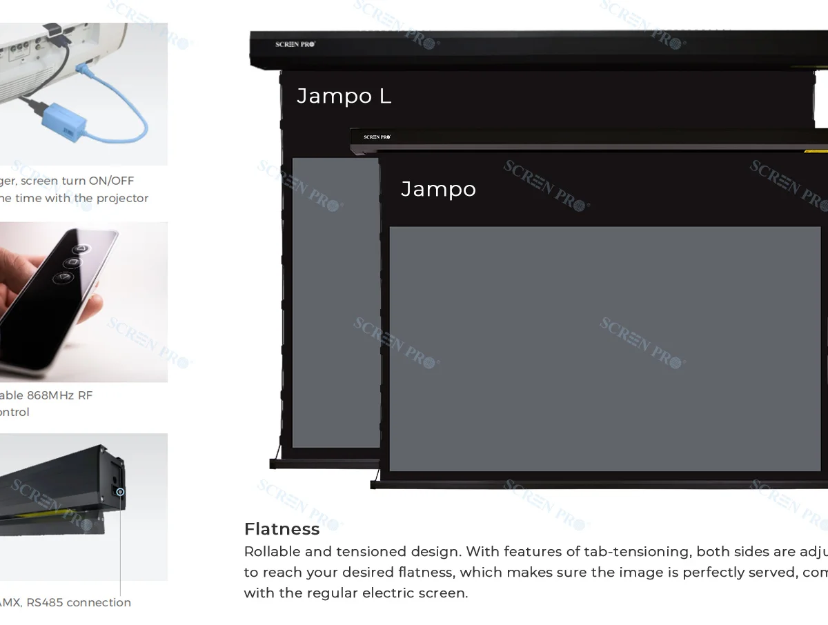 Screen Pro 92-180 Inch 4k Motorized Alr Tab Tension Long Throw ...