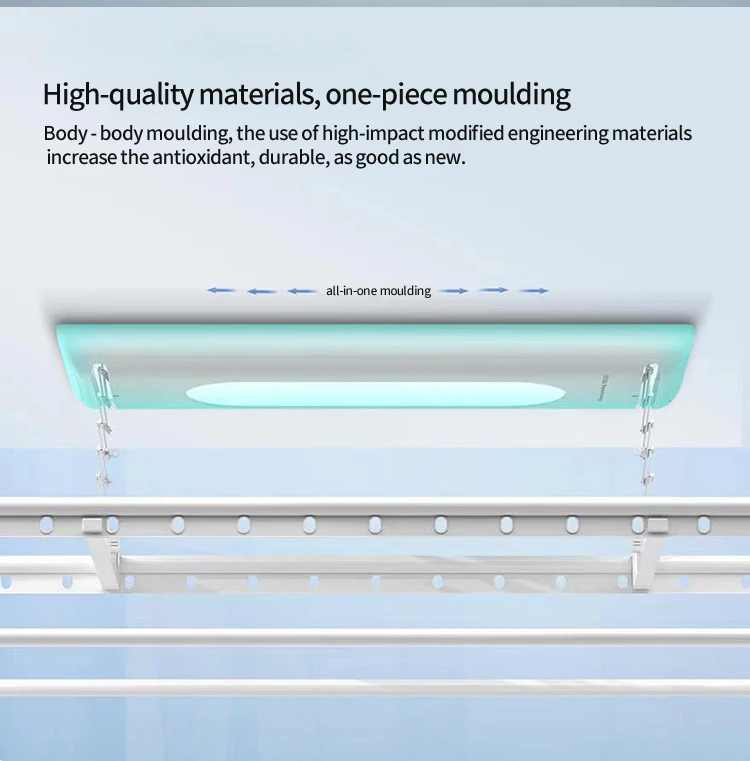 Smart Drying Rod With Large Led Lighting With Remote Control Clothes ...