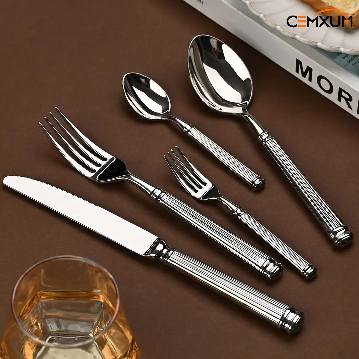 High Quality Europe Roman Column Silverware Knife Fork And Spoon Silver ...
