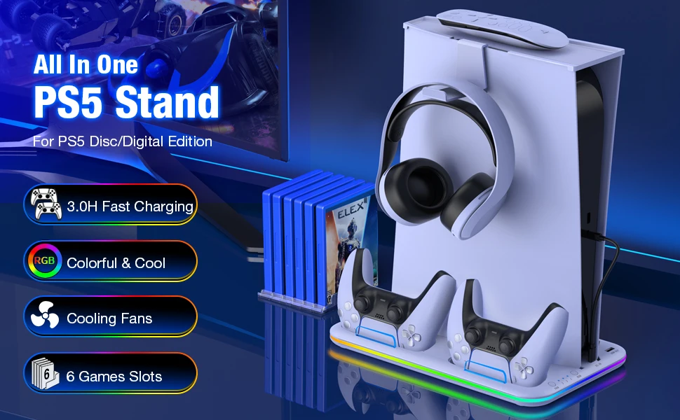 PS5 host multifunctional cooling base PSVR2 handle charging seat game ...
