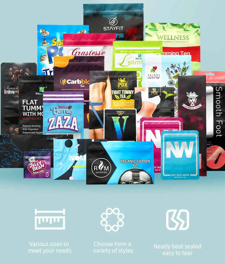 Custom Printed 3.5 Baggies Stand Up Ziplock Resealable Smell Proof ...