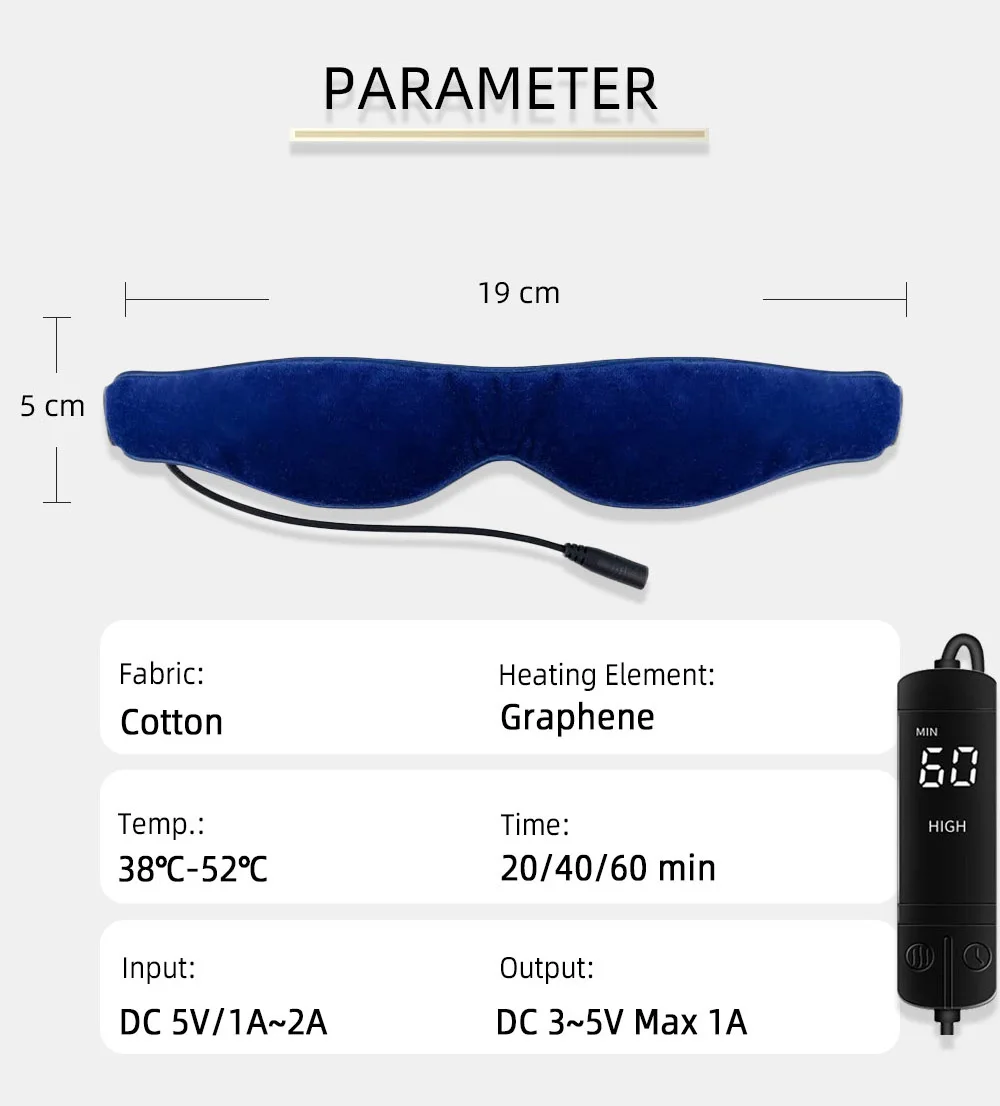 Relax and Sleep with Removable USB Heated Graphene Eye Mask