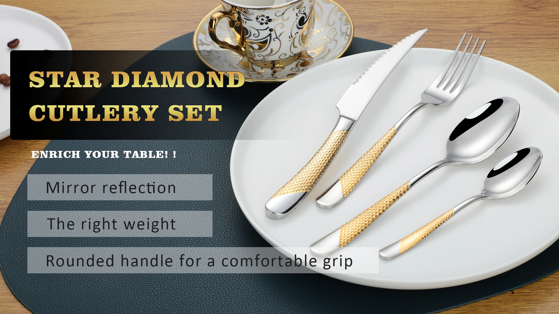 Luxury Custom Logo Stainless Steel Mirror Polish Hotel Wedding Flatware ...