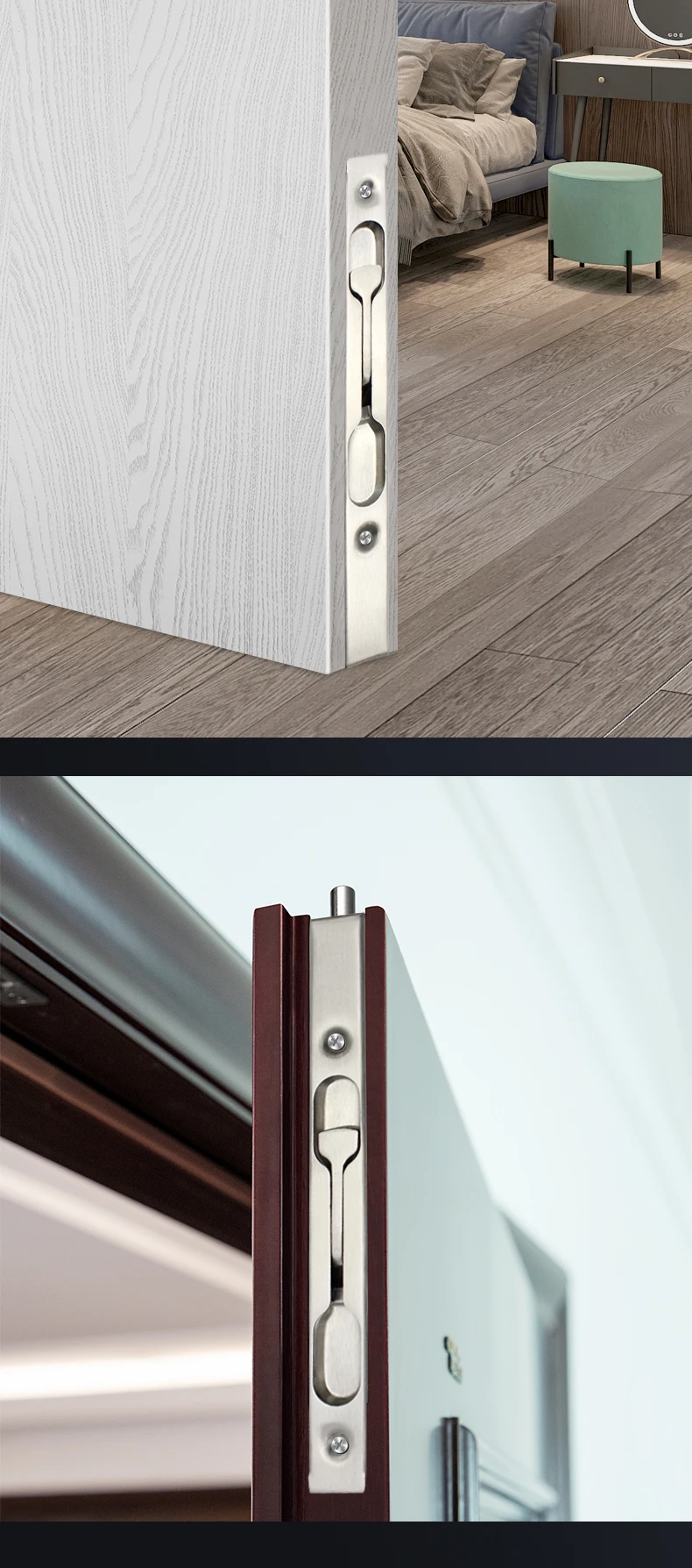 Vertical Concealed Barrel Bolt Floor Latch - Stainless Steel