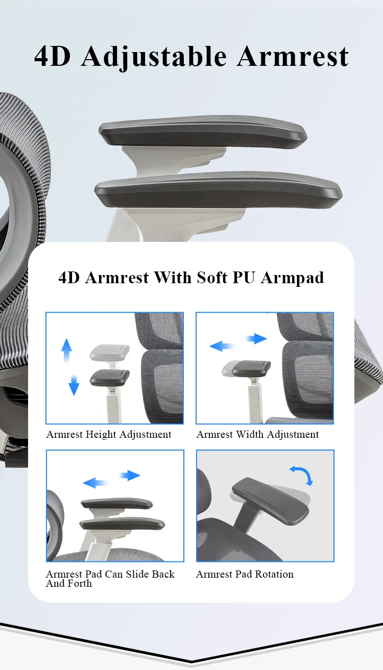 Luxury Office Furniture 4d Armrest High Back Boss Executive Ergonomic ...