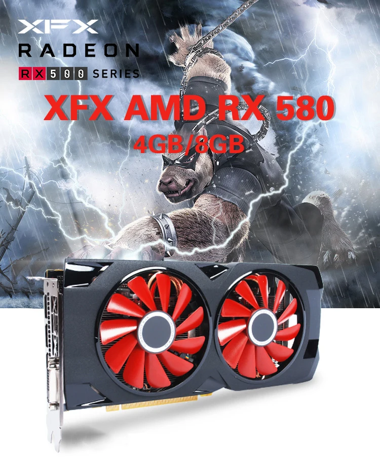 Ailfond 99%new Used RX 580 8GB GDDR5 Gaming GPU AMD XFX