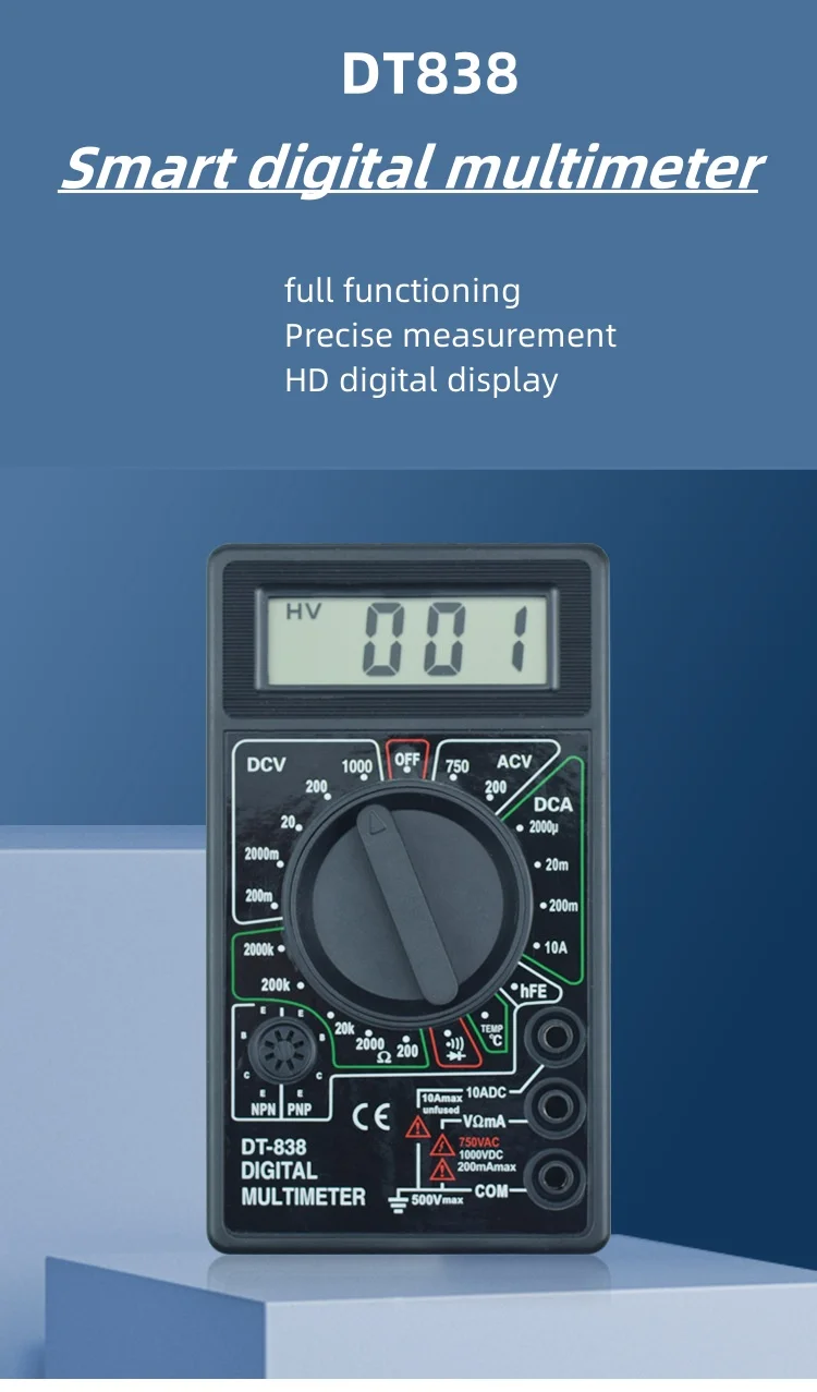 Dt838 Portable Smart Multimeter Digital Electronic Multimeter Voltage ...