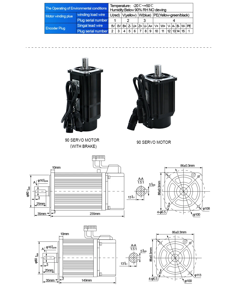 Hltnc 750w 3a 220v 2.4n 3000rpm Ac Servo Motor 90st-m02430+a1-svd-15a ...