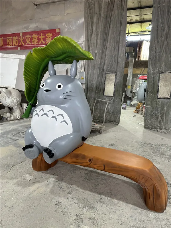 Cute Cartoon Character Fiberglass Totoro Sculpture Resin Sitting Totoro ...