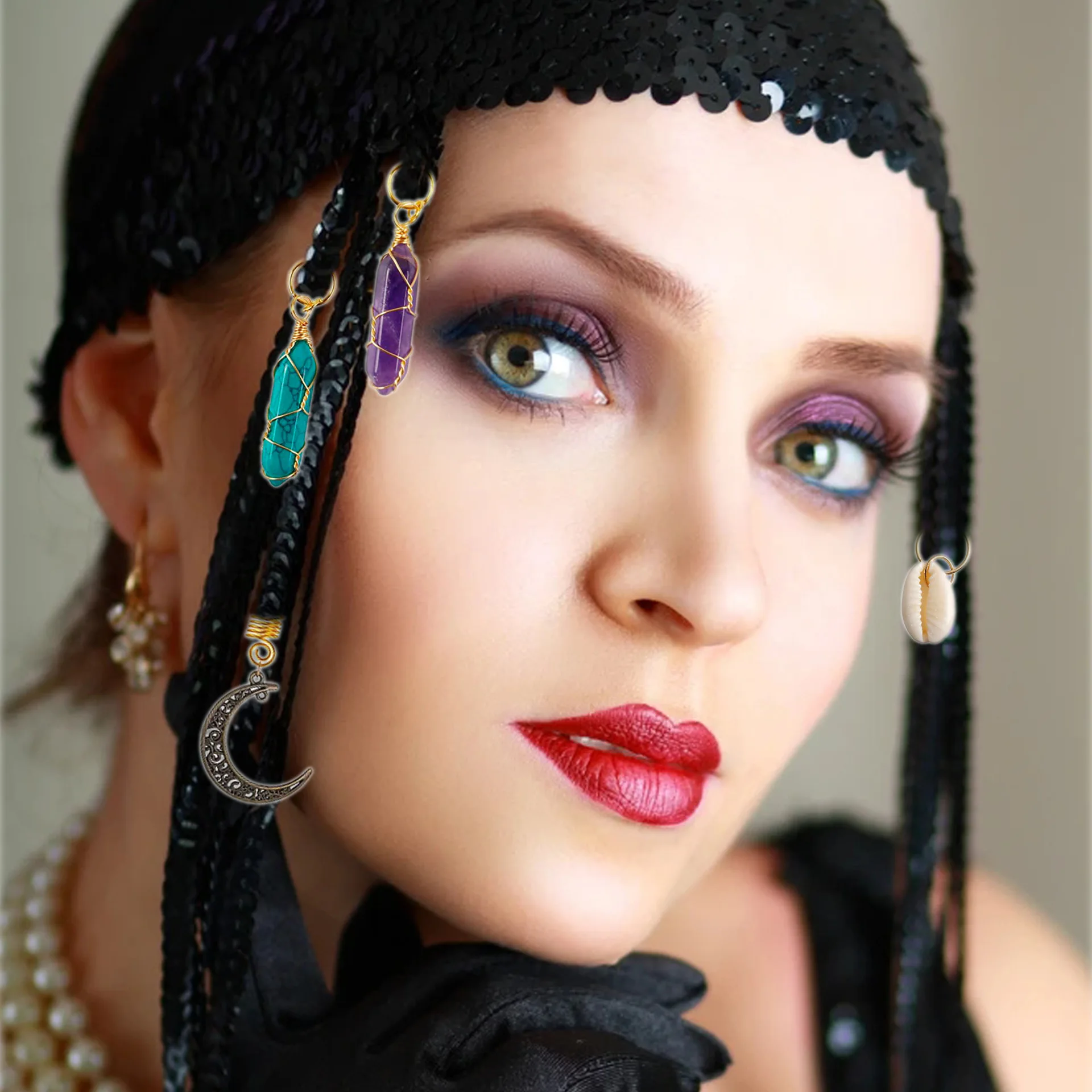 232 Pcs Mixed Design Dreadlock Accessories Set Crystal Hair Bead Metal ...