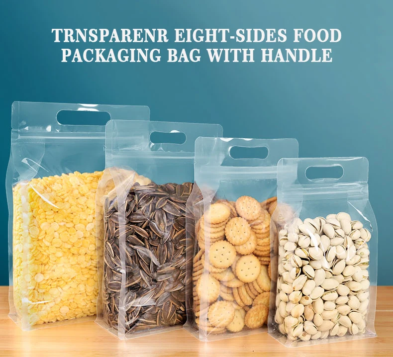 Flat Bottom Transparent Bags With Handle Food Packaging Plastic Cashew Nut Bags - Buy Square ...