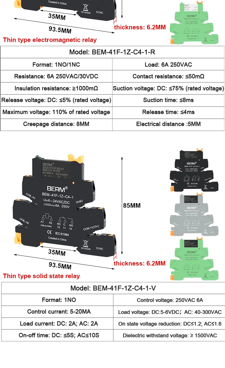 Hf41f-24-zs Mini Power Relays With Base 35mm Din Rail Relay 24vdc Relay ...