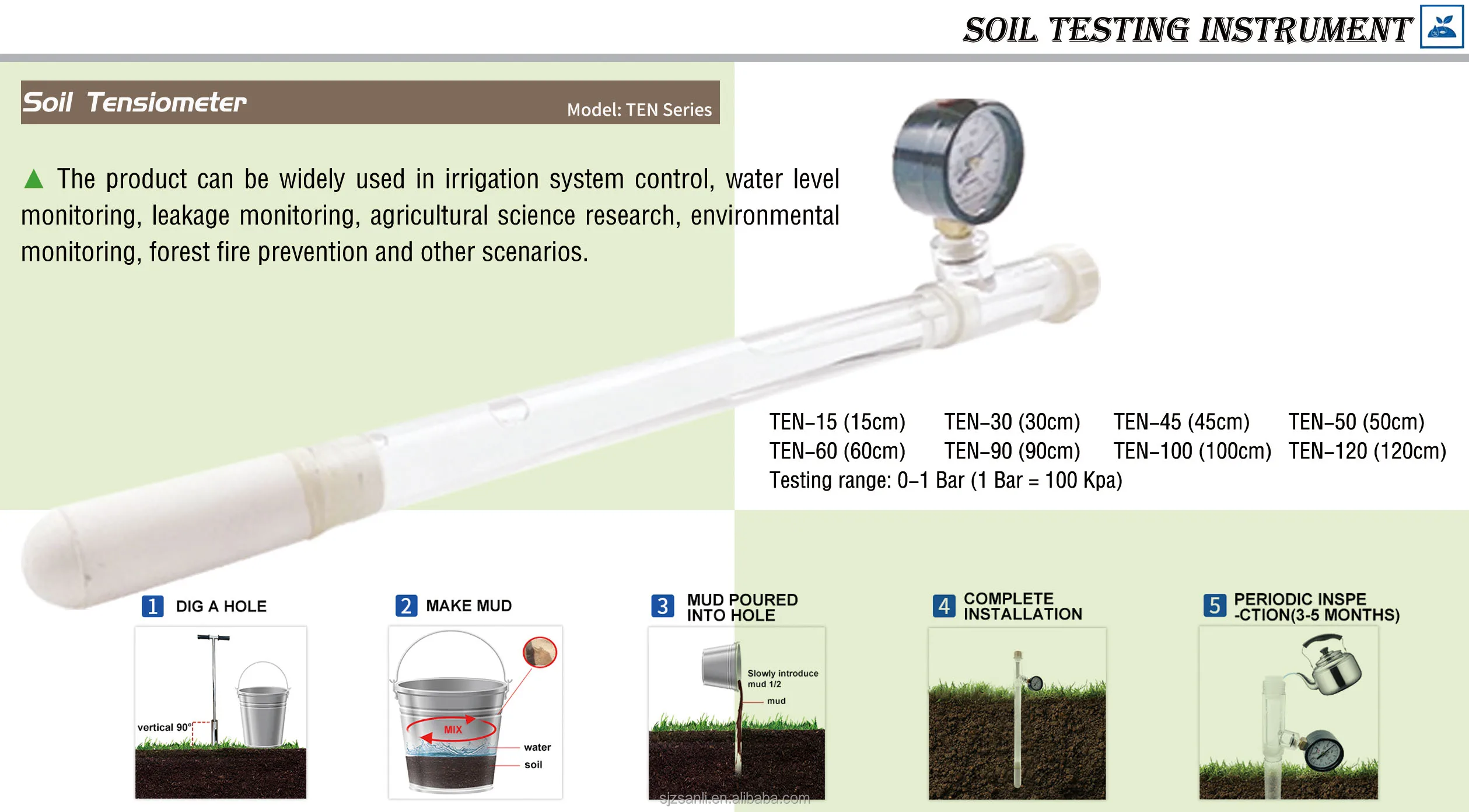 Portable Soil Tensiometer & Digital Soil Moisture Meter for Accurate ...