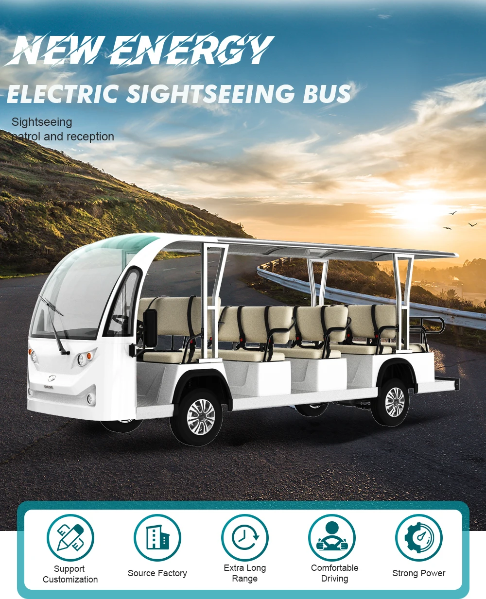 14-seater Open Electric Sightseeing Car Shuttle Busoff Road Approved ...