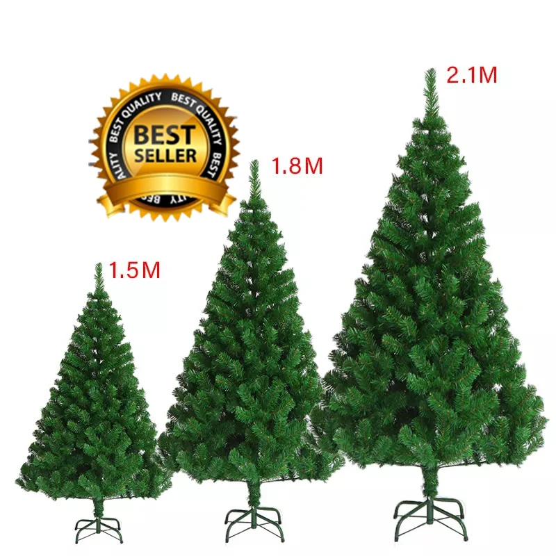 Green 7ft 210cm Artificial Pvc Christmas Tree With Metal Stand Indoor ...