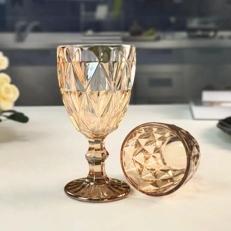 Vintage Amber Electroplated Goblets - Perfect for Parties
