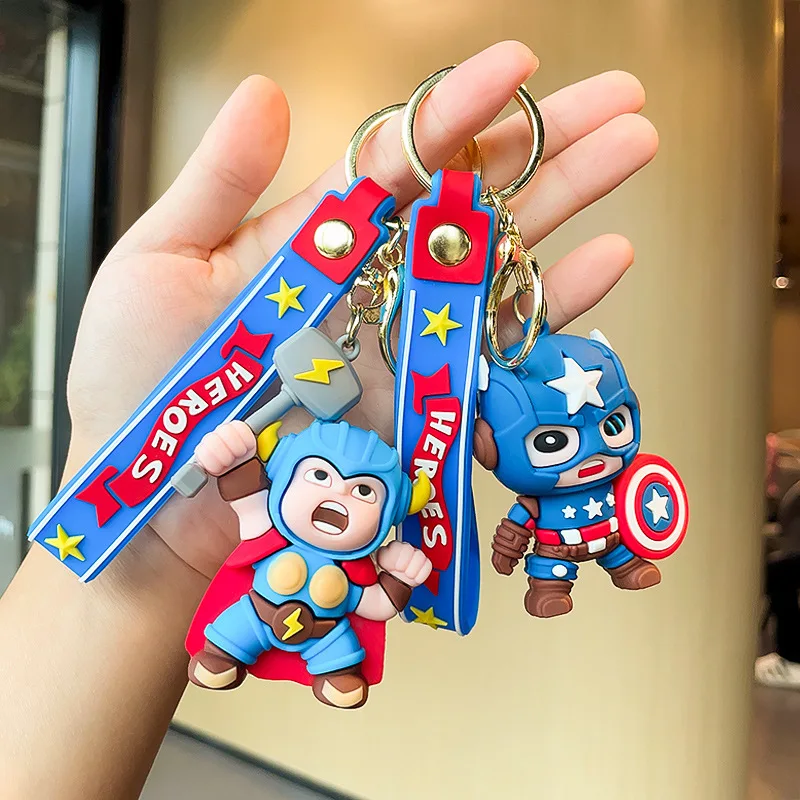 Cartoon Avengers Key Chain Pvc Creative Marvel Hero Doll Key Chain Car ...