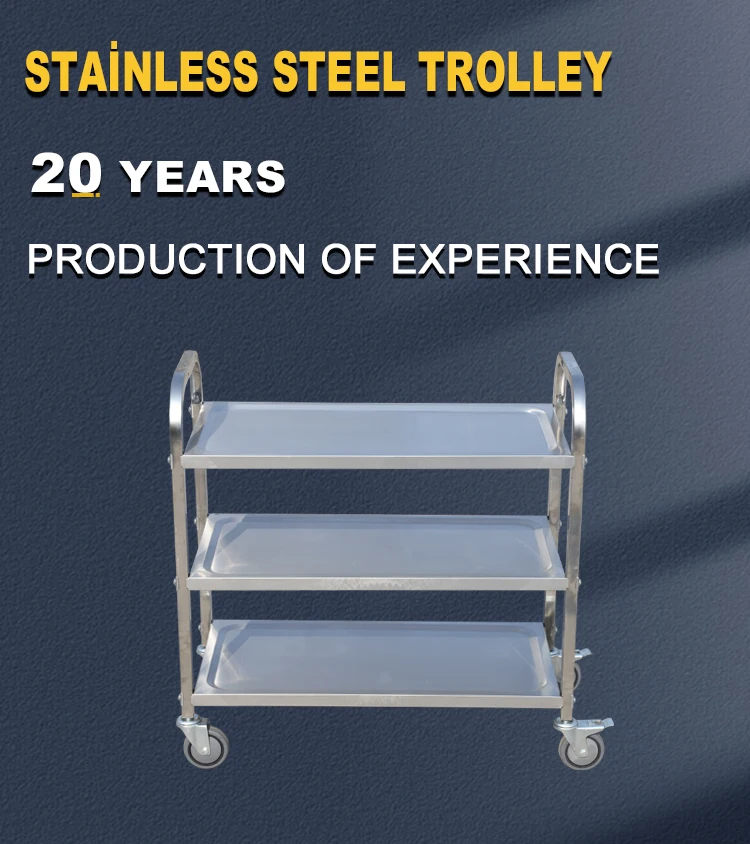 3 Tier Stainless Steel Utility Cart Trolley With Locking Wheels Food ...