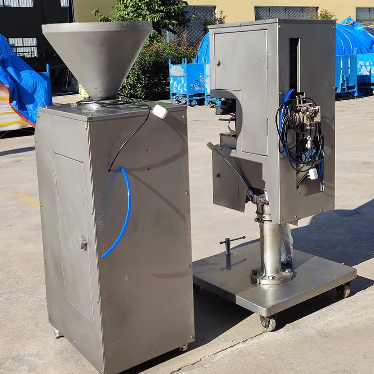 400-600kg Hydraulic Salami Stuffer Aluminium Clips Hot Dog Sausage Clipper Sausage Machine ...