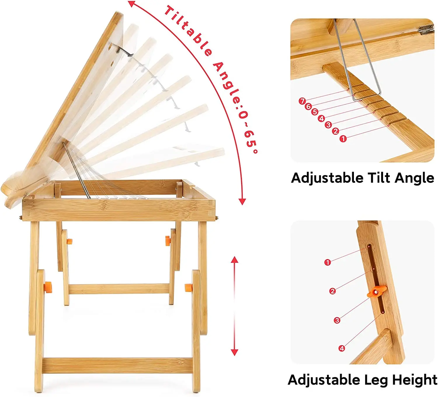 Bamboo Laptop Desk - Adjustable & Foldable Drafting Table