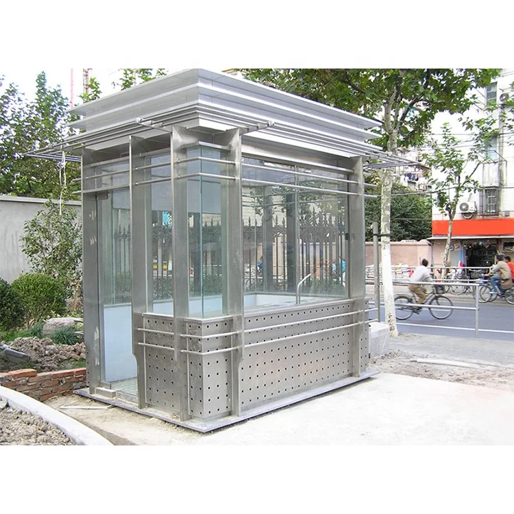 Stainless steel outdoor security guard kiosk prefabricated portable ...